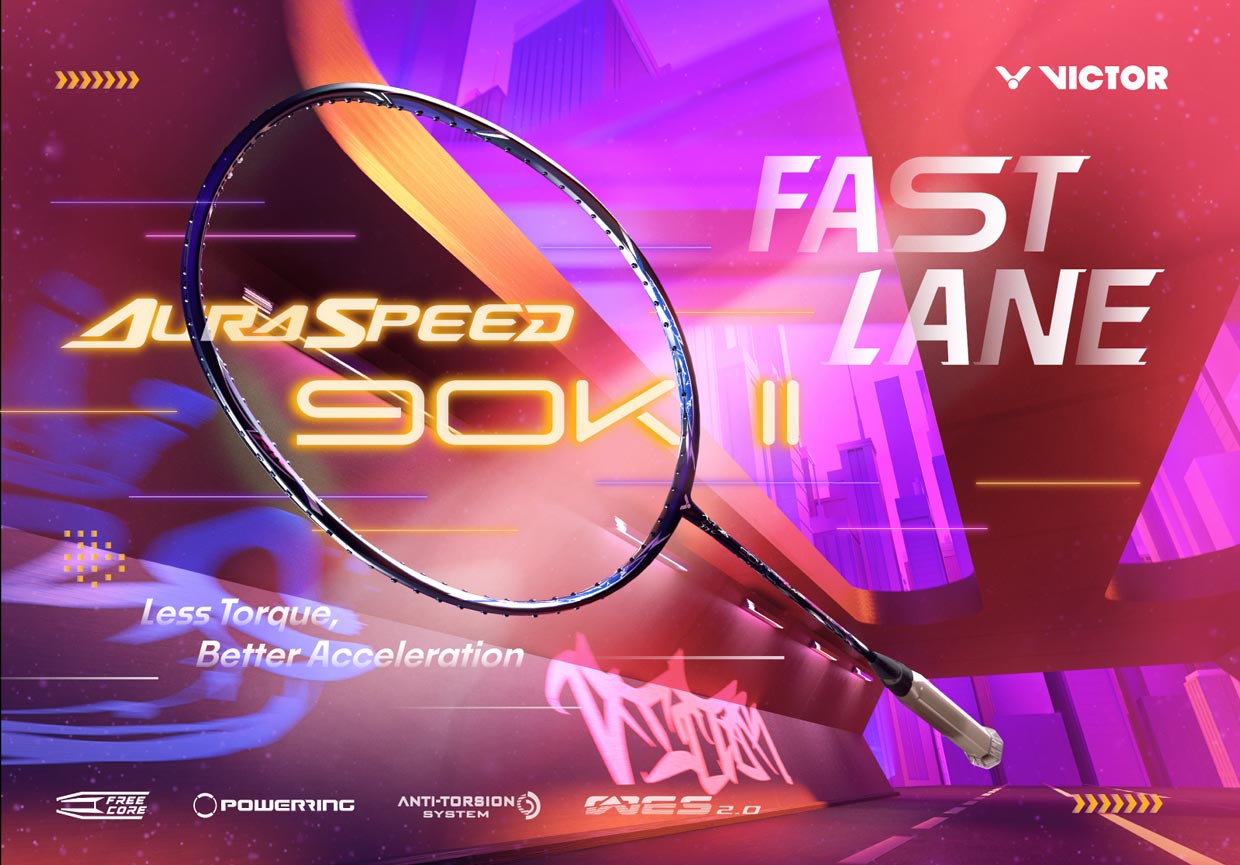 Badminton Racket - VICTOR - Victor AuraSpeed 90K II Shock Blue (ARS-90K ...