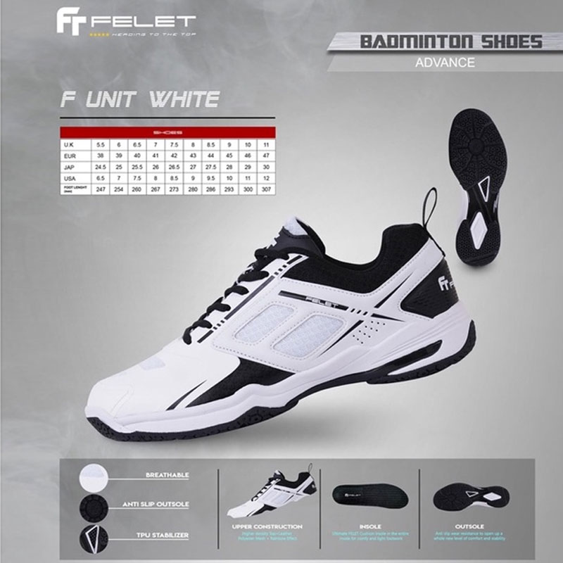 Badminton Shoes - Others - FELET F-UNIT Badminton Shoes White (F-UNIT-W ...